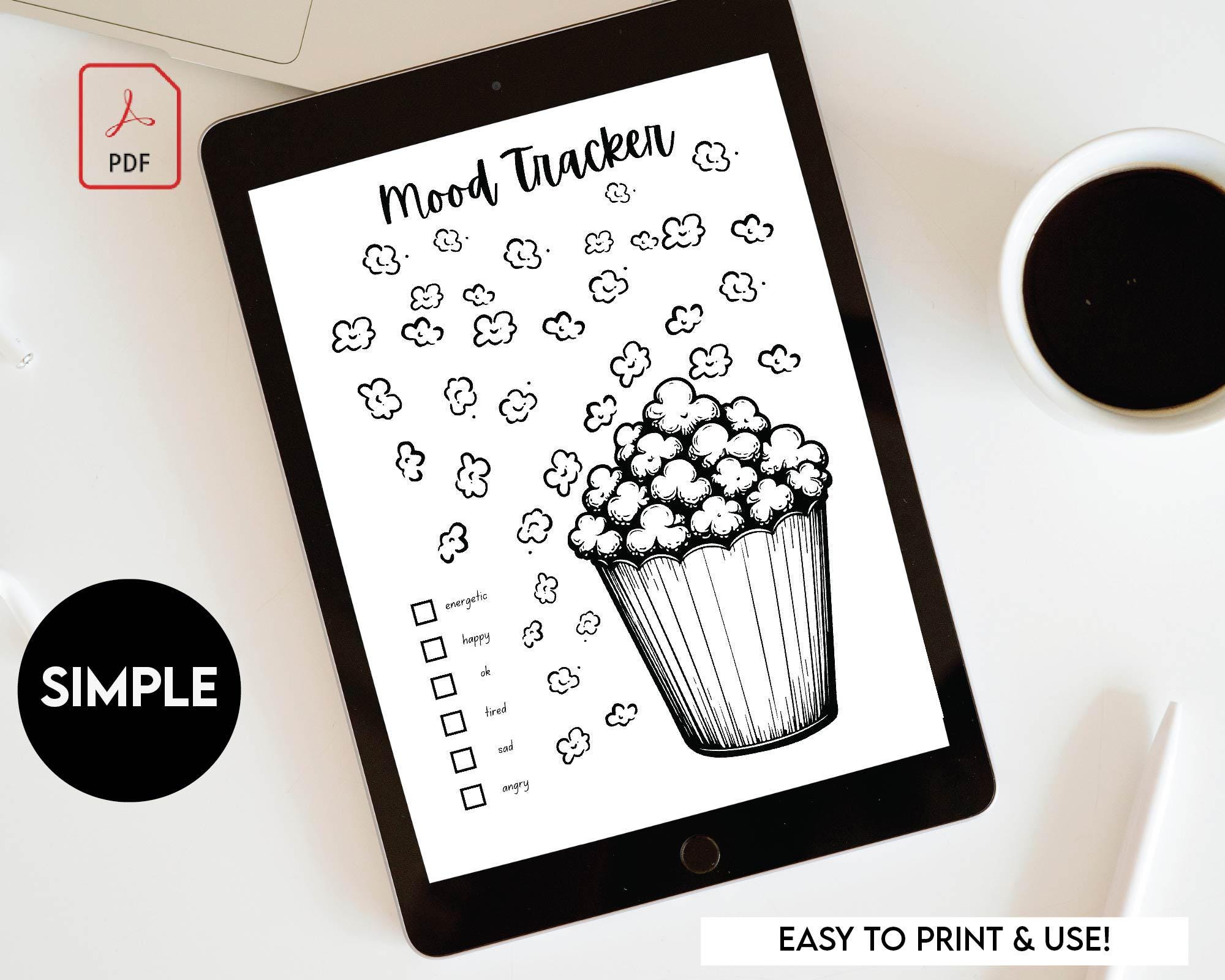 Popcorn Mood Tracker, Habit Tracker, Track Mood, Journal Template ...