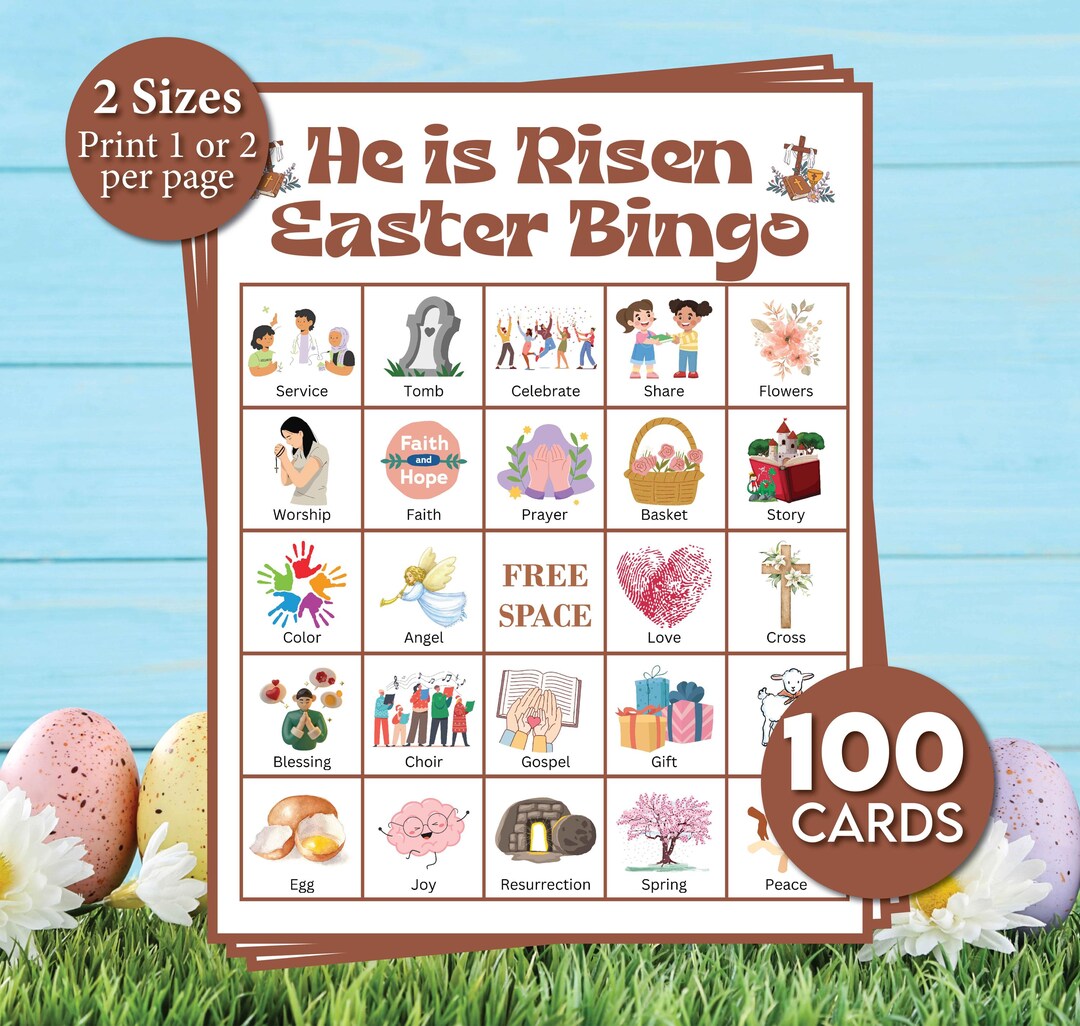 100 Christian Preschool Easter Bingo Cards, Resurrection Bingo, Easter ...
