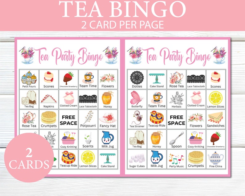Tea Party Bingo, 70 Printable Tea Party Bingo Cards, Afternoon Tea ...
