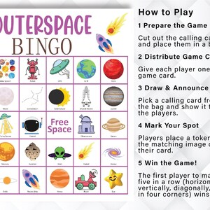 Outer Space Bingo Cards, Solar System Bingo, Astronomy Bingo, Space ...