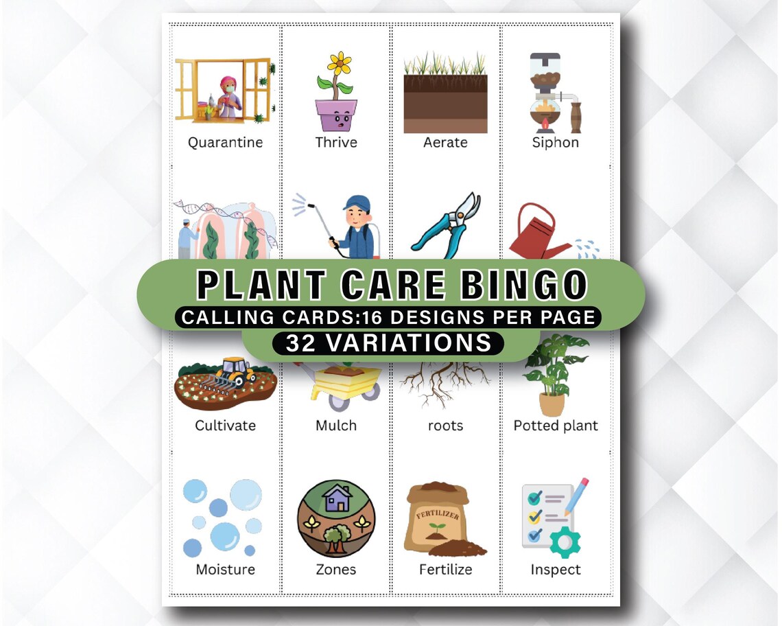 60 Plant Care Bingo Cards, Plant Care Game for Kids, Gardening Bingo ...