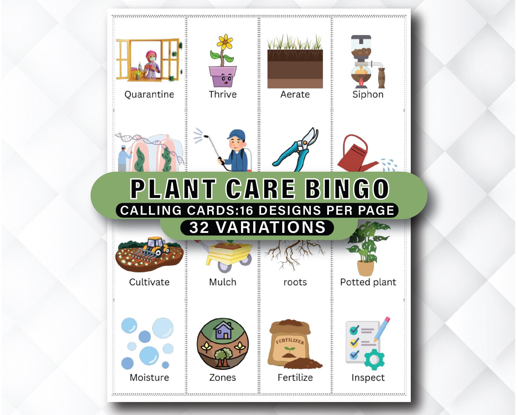 60 Plant Care Bingo Cards, Plant Care Game for Kids, Gardening Bingo ...