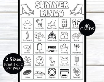 Summer Bingo Game for Kids, Printable Summer Bingo Cards, Summer Bingo ...