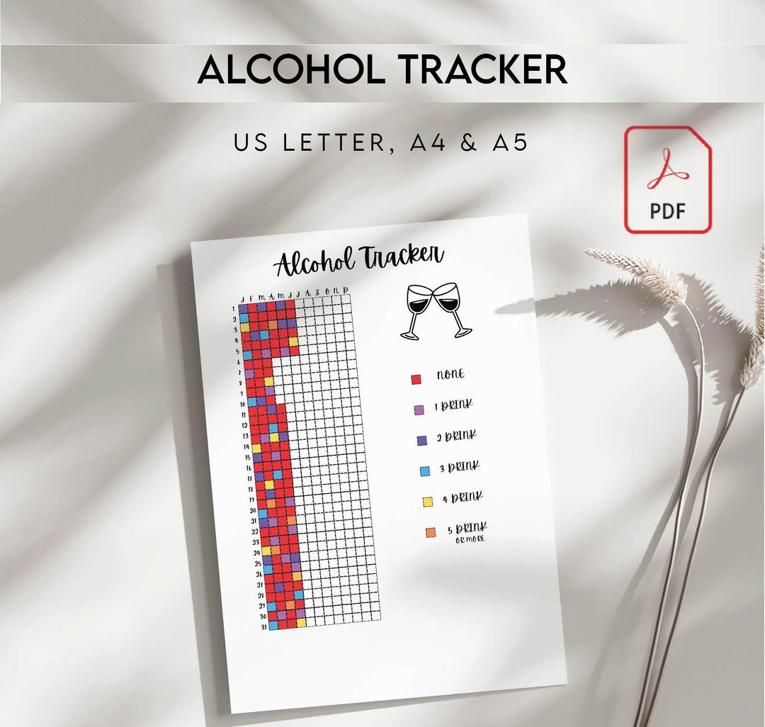 Alcohol Tracker Yearly, PRINTABLE Journal Page, Track Drinking, Wine ...