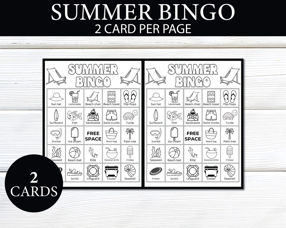 Summer Bingo, 40 Summer Bingo Cards, Summer Game, Kid's Printable Bingo ...