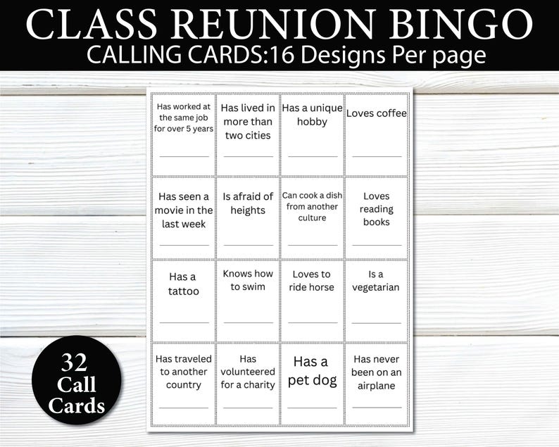 50 Class Reunion Bingo Game, High School Reunion Bingo, Editable Find ...