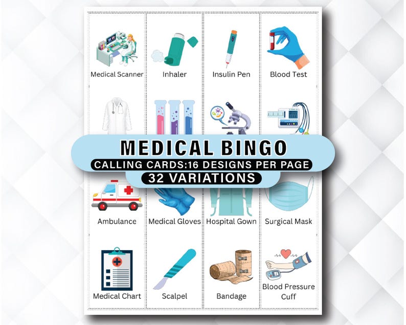 60 Medical Bingo Cards, Doctor Retirement Game, Nurse Bingo Games ...