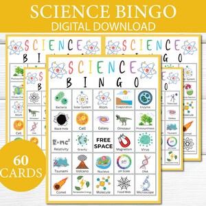 Science Bingo, 60 Printable Science Bingo Cards, Chemistry Bingo ...