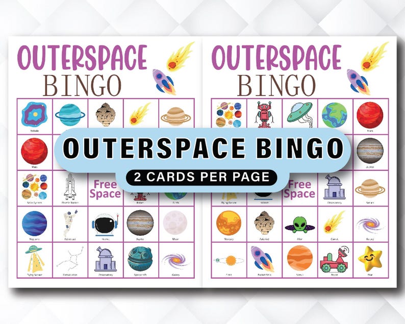 Outer Space Bingo Cards, Solar System Bingo, Astronomy Bingo, Space ...