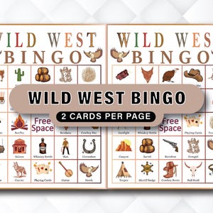 60 Wild West Bingo Cards, Bingo Games, Cowboy Bingo, Native American ...