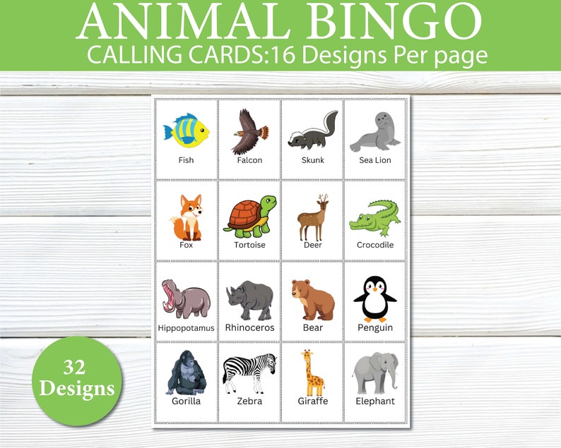 Animal Bingo, 50 Printable Animal Bingo Cards, Animal Birthday Bingo ...