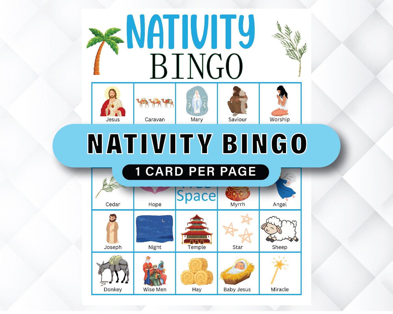 60 Nativity Bingo Cards, Christmas Nativity Bingo, Nativity Game ...