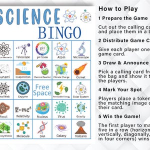 60 Printable Science Bingo Cards, Chemistry Bingo, Atomic Bingo, Mad ...