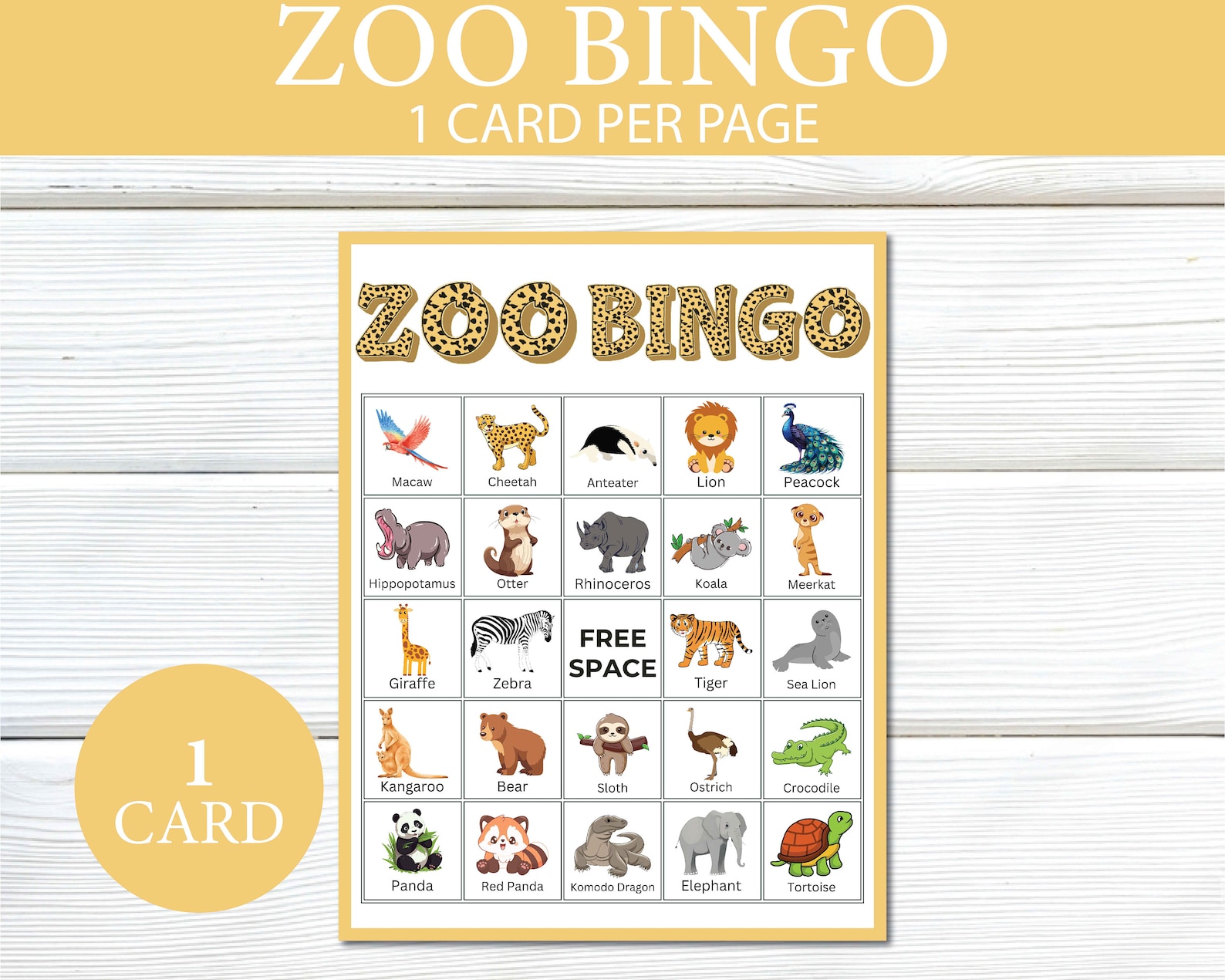 Zoo Bingo, 50 Printable Zoo Bingo Cards, Zoo Birthday Bingo, Animal ...