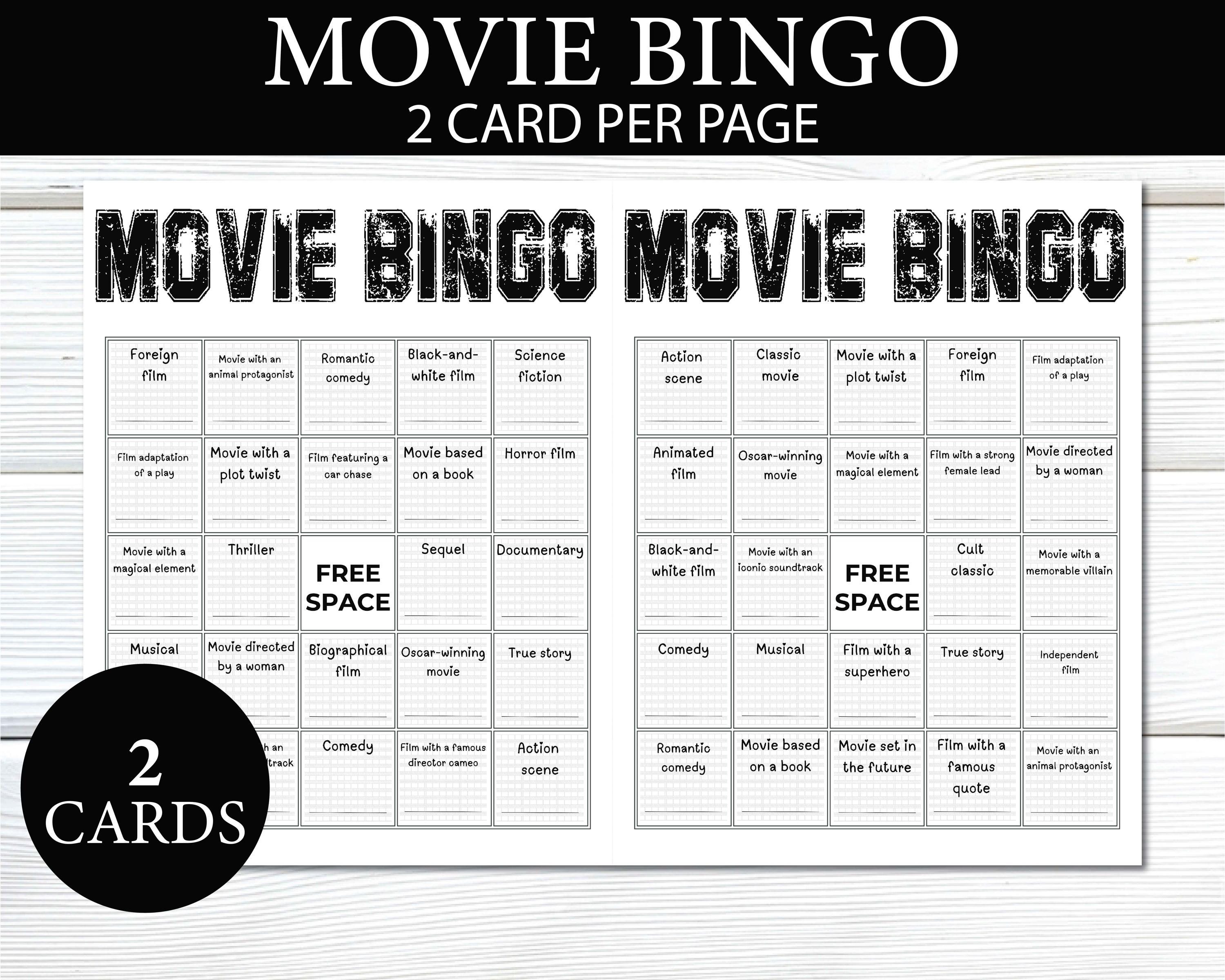 Movie Bingo Game, 30 Movie Bingo Cards, Movie Tracker Bingo, Movie ...