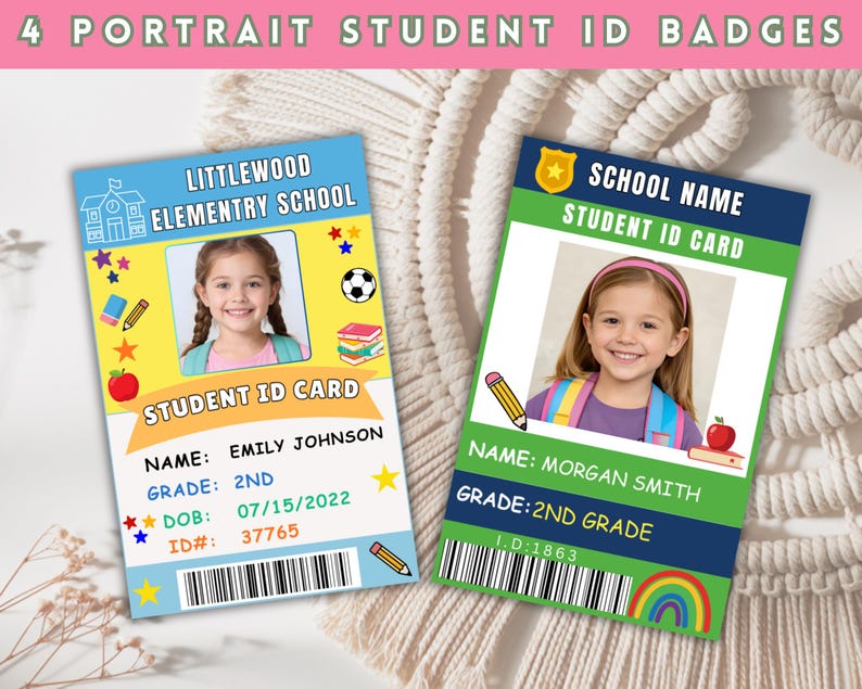 Student ID Card Printable, Editable Homeschool ID Badge for Pretend ...