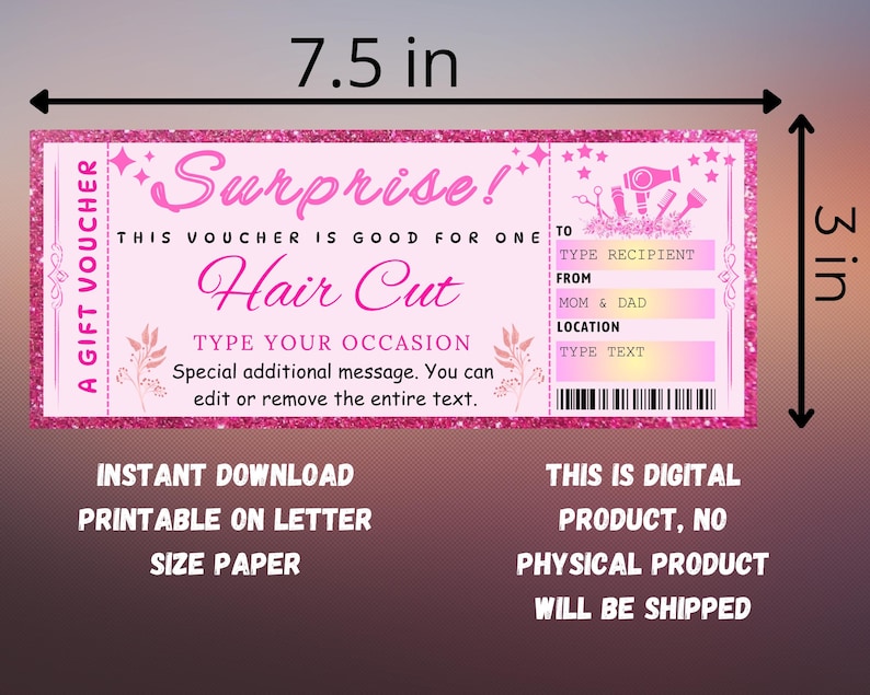 Printable Haircut Gift Certificate Template | Editable Canva Hair Salon ...