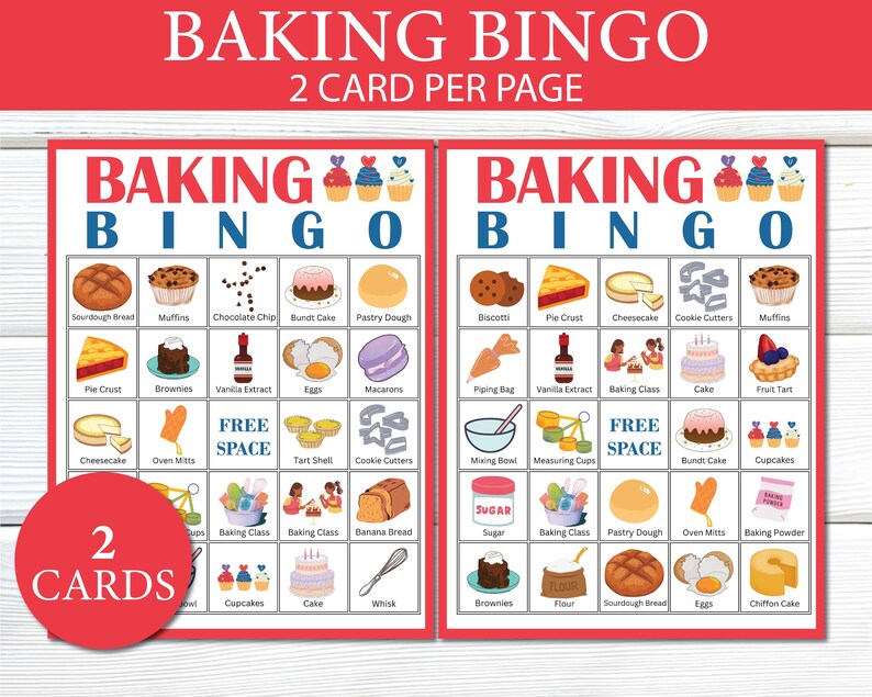 50 Baking Bingo Cards, Printable Baking Bingo Card, Baking Birthday ...