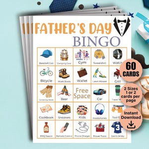 60 Happy Father's Day Bingo Cards, Father's Day Activity, Father's Day ...