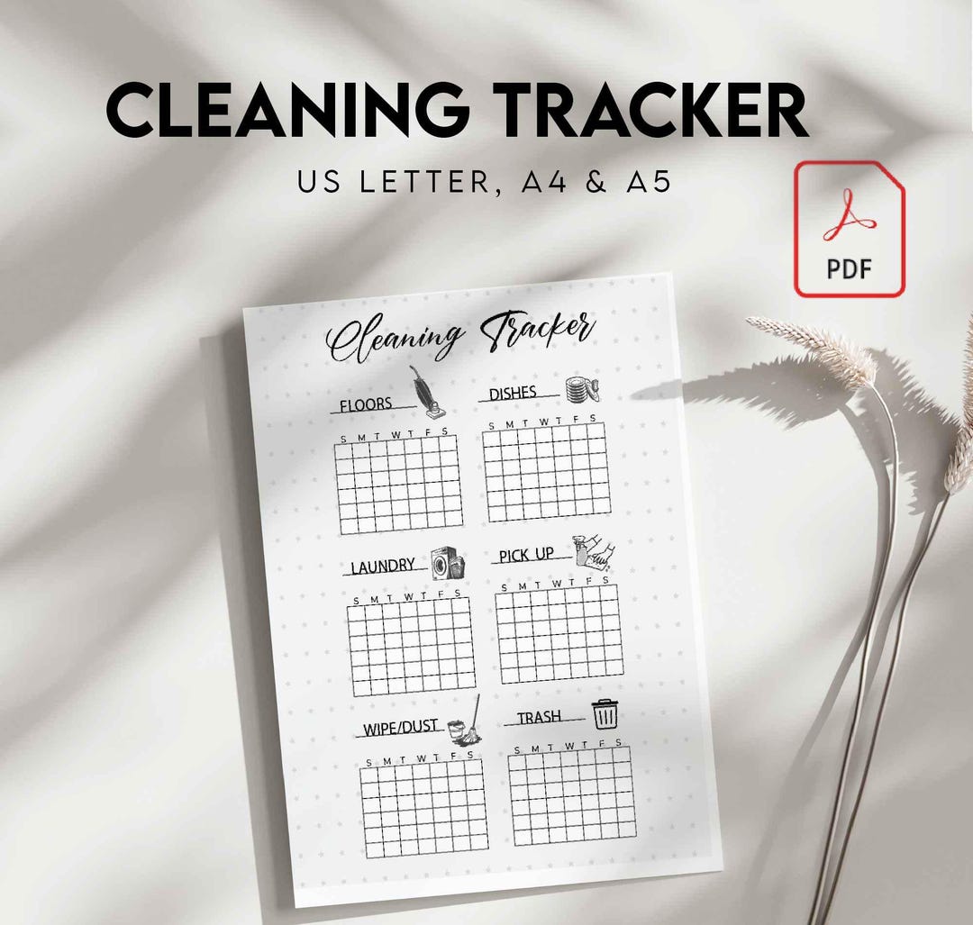 Cleaning Tracker, PRINTABLE Journal Page, Chores List, Cleaning List ...
