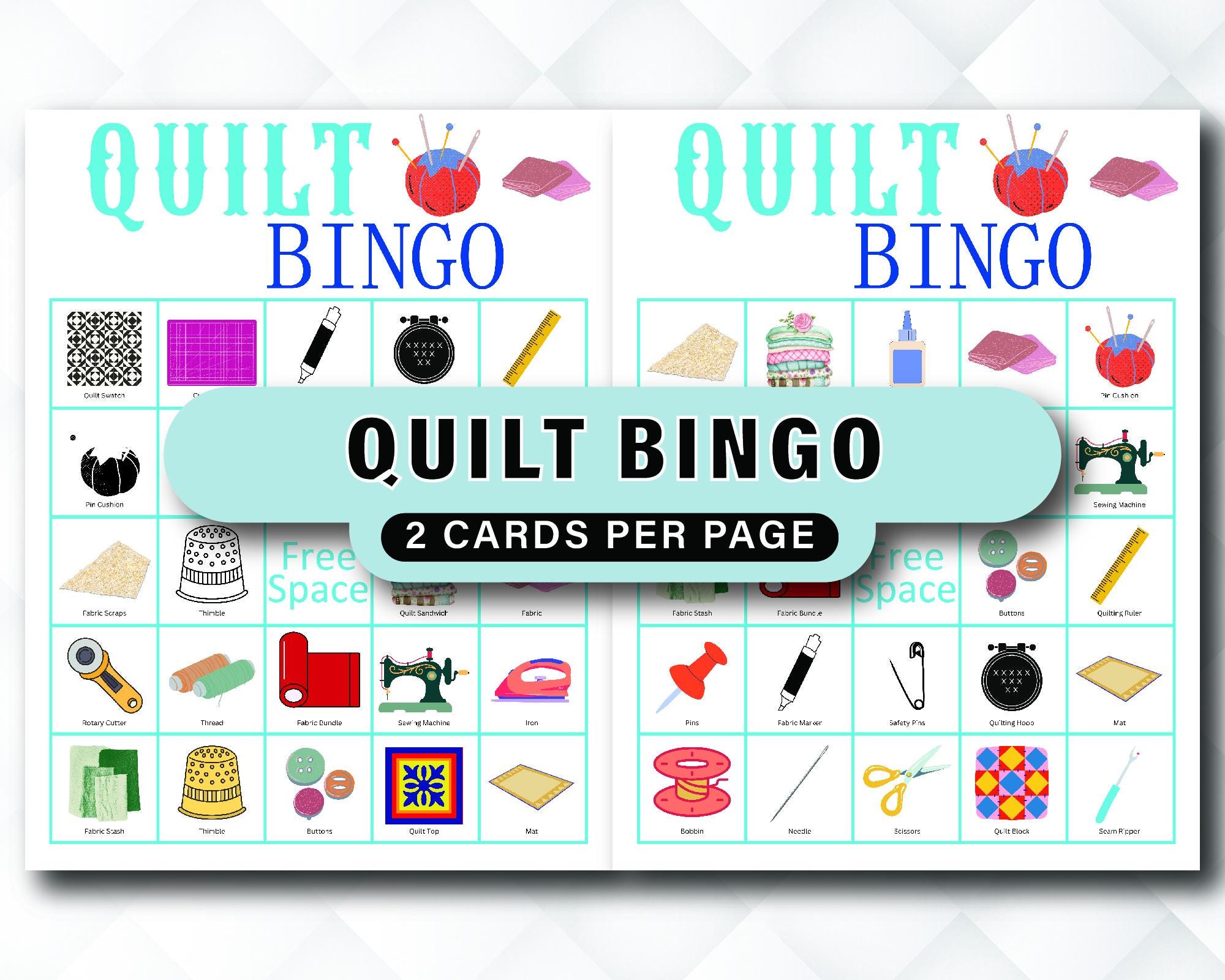 60 Quilt Bingo Cards, Quilting Party Activity, Quilting Bingo, Quilt ...