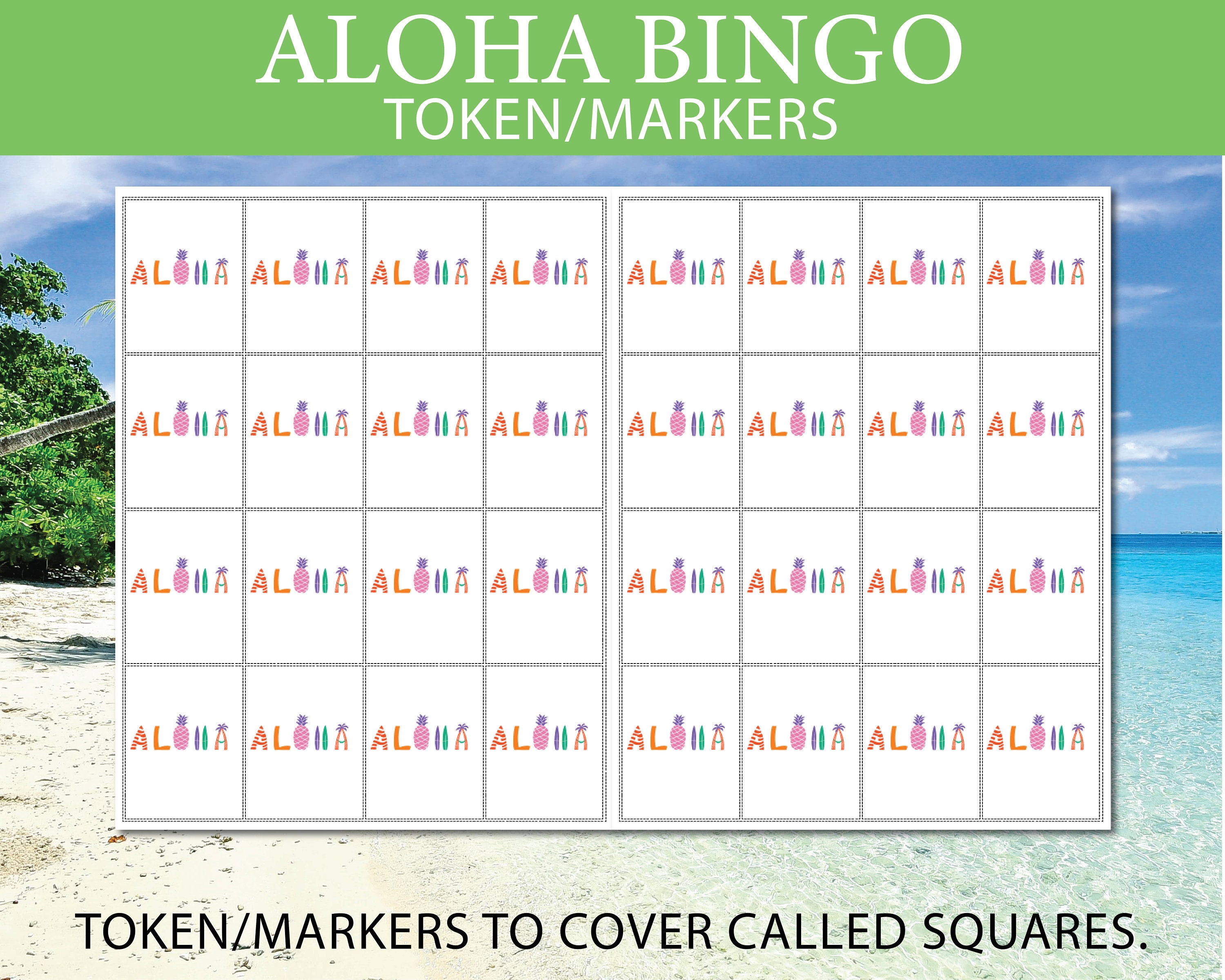 Aloha Bingo, Luau Bingo, Hawaiian Bingo, Luau Birthday Party, 30 ...