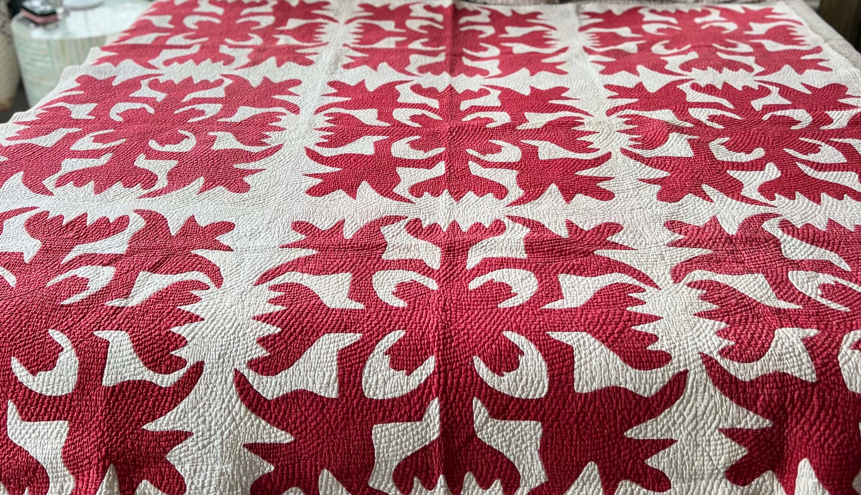 C 1850s Turkey Red Papercut Applique Quilt - Etsy