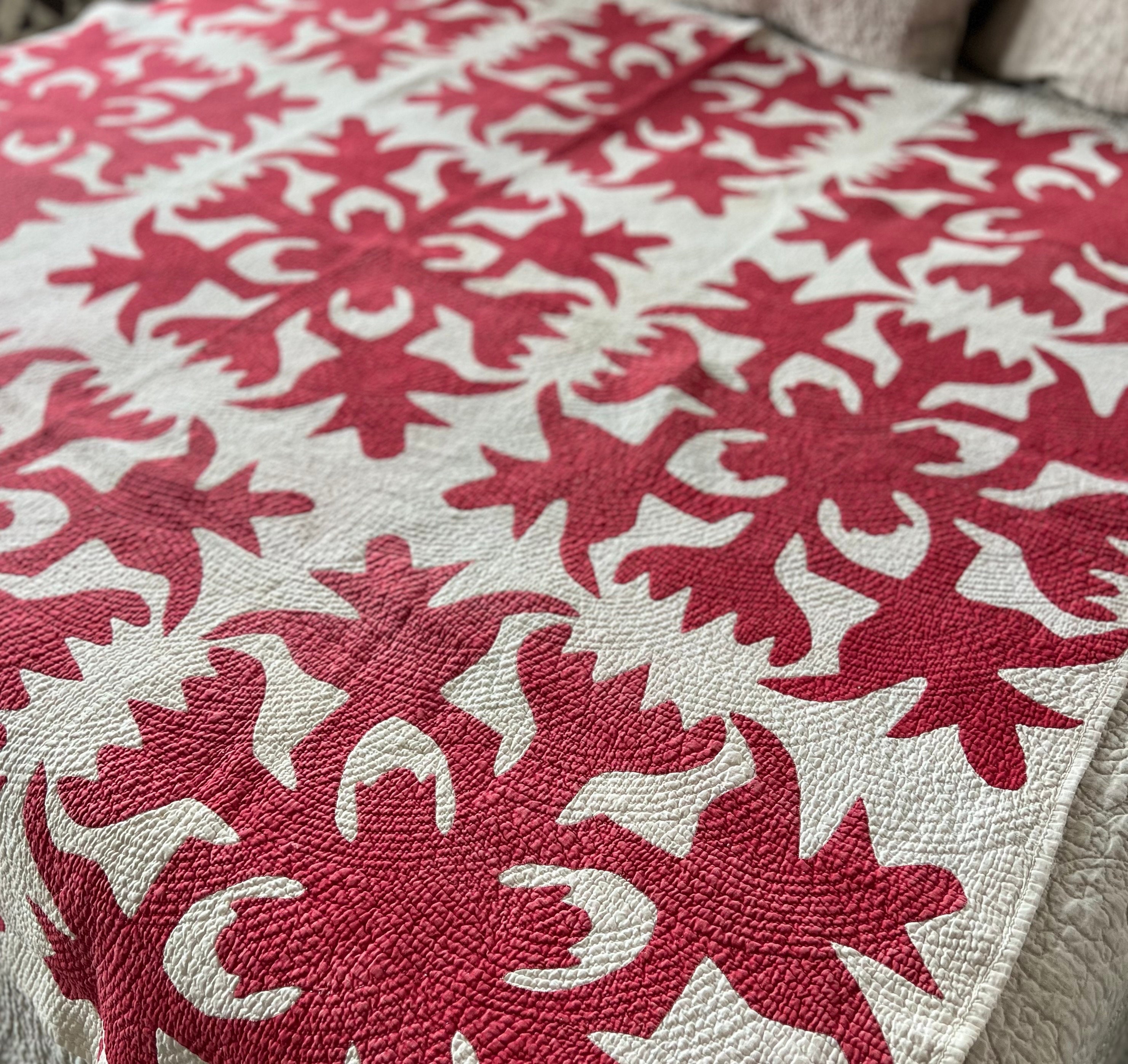 C 1850s Turkey Red Papercut Applique Quilt - Etsy