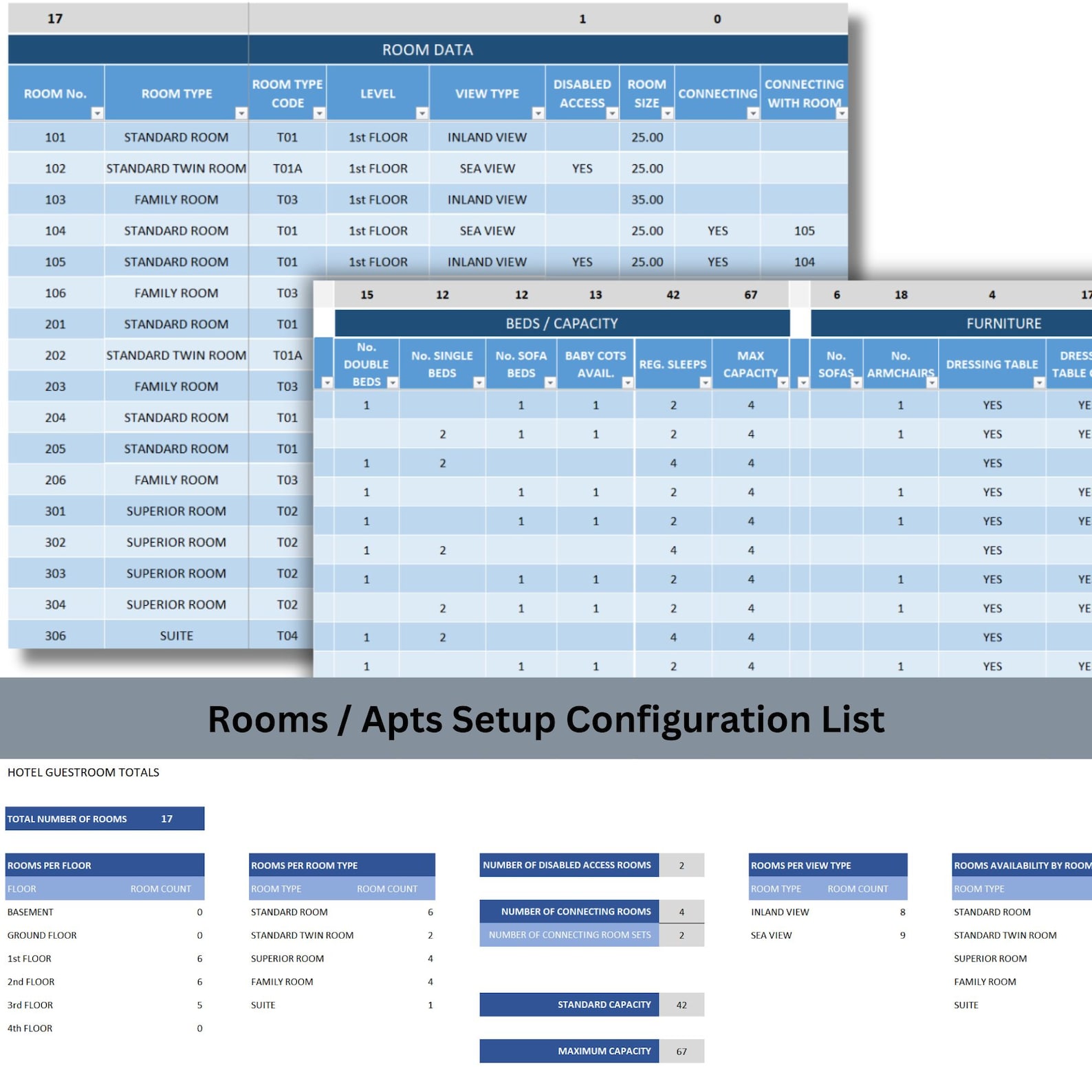 Hotel and Hotel Apartments Bookings Calendar Excel Spreadsheet Template ...