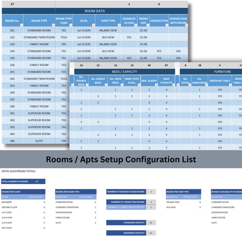 Hotel and Hotel Apartments Bookings Calendar Excel Spreadsheet Template ...