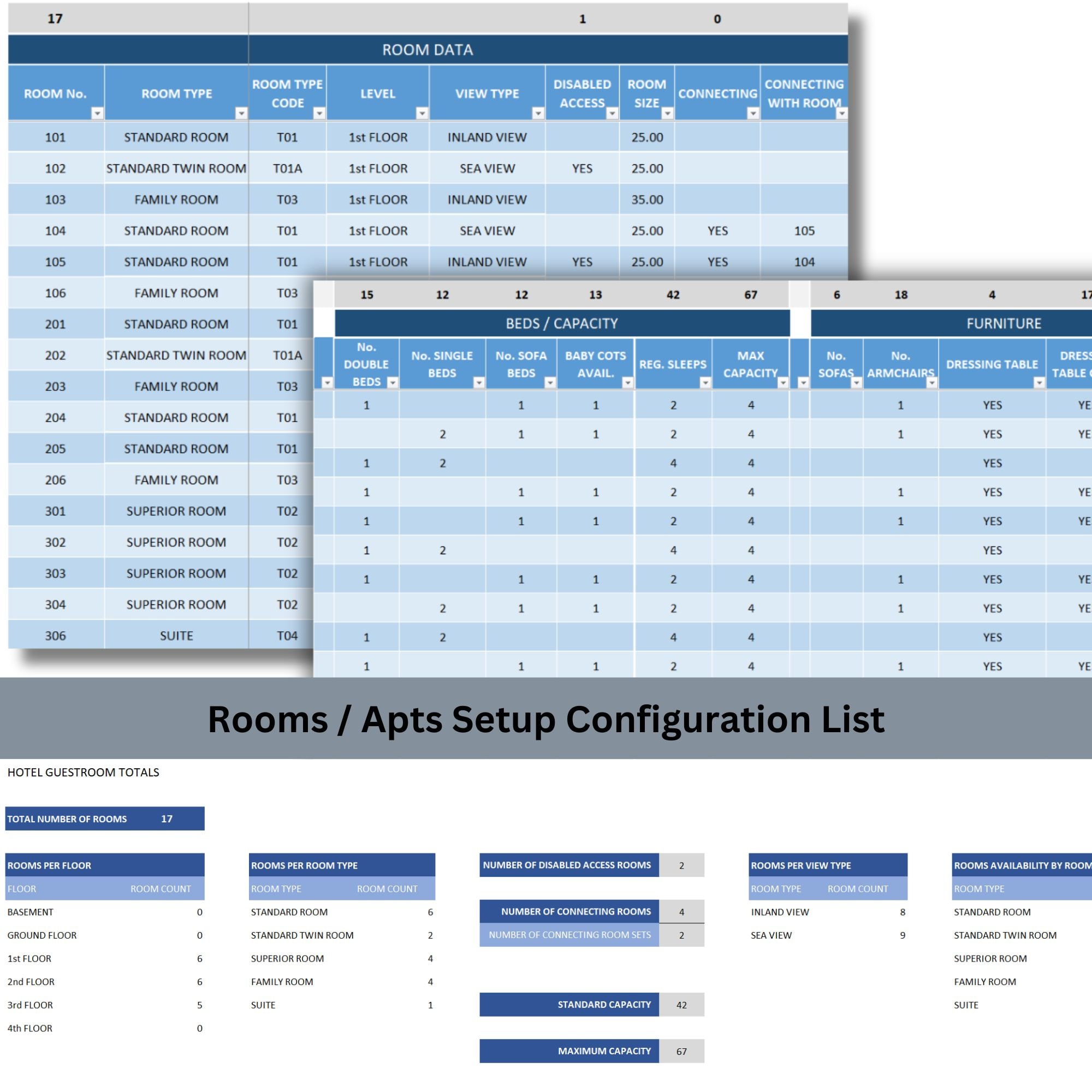 Hotel and Hotel Apartments Bookings Calendar Excel Spreadsheet Template ...