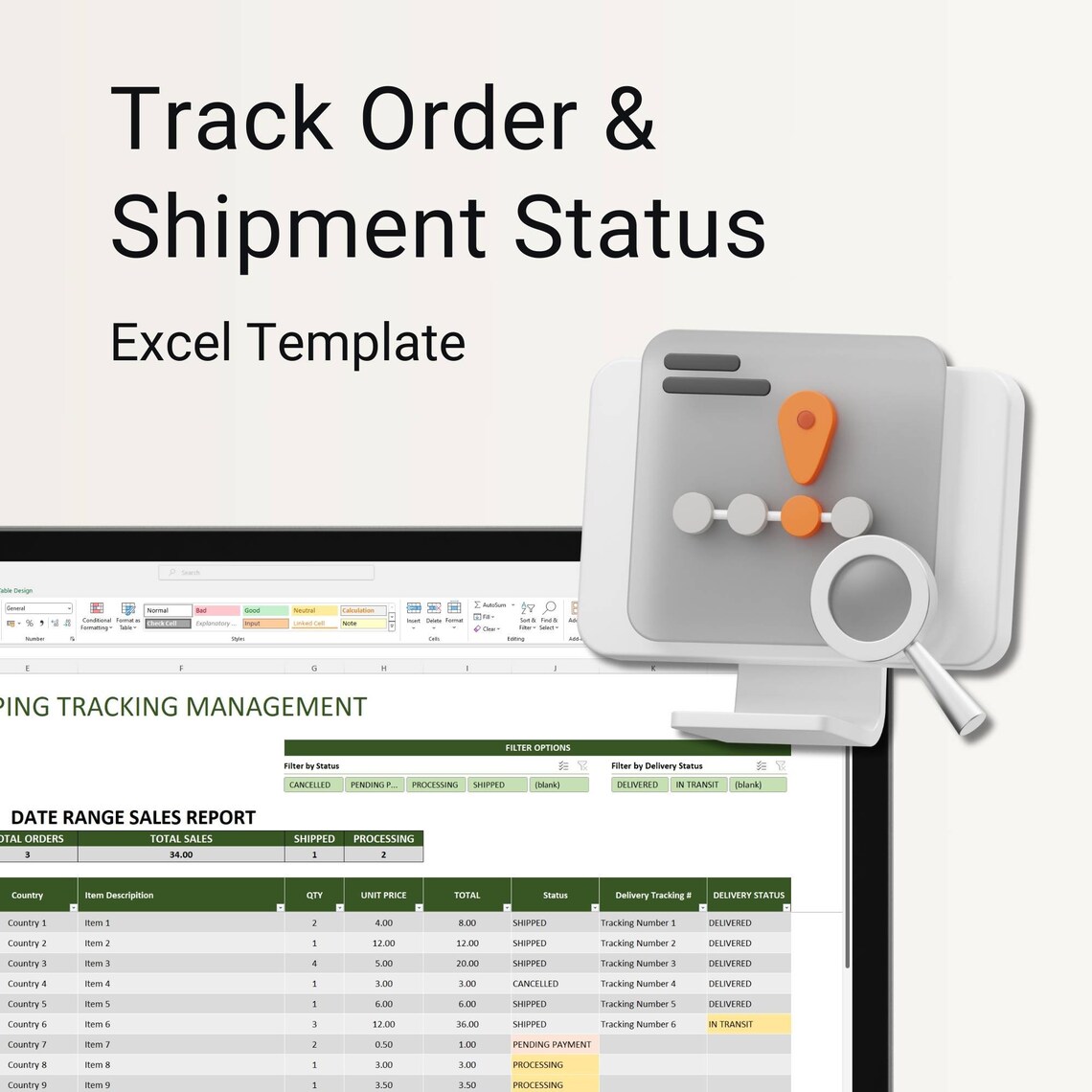 Sales Tracking Excel Google Sheets Spreadsheet Template, Track Sales ...