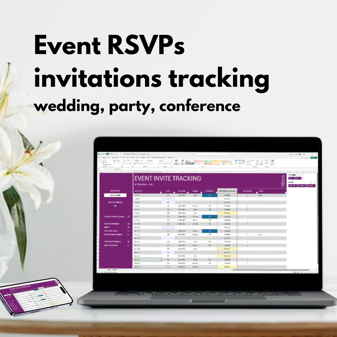 Event Invitations Tracker Excel Template Spreadsheet, Wedding, Party ...