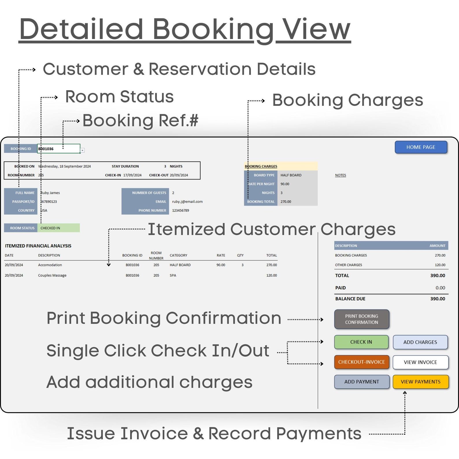 Hotel Management Excel Tool, Complete Solution for Reservations ...