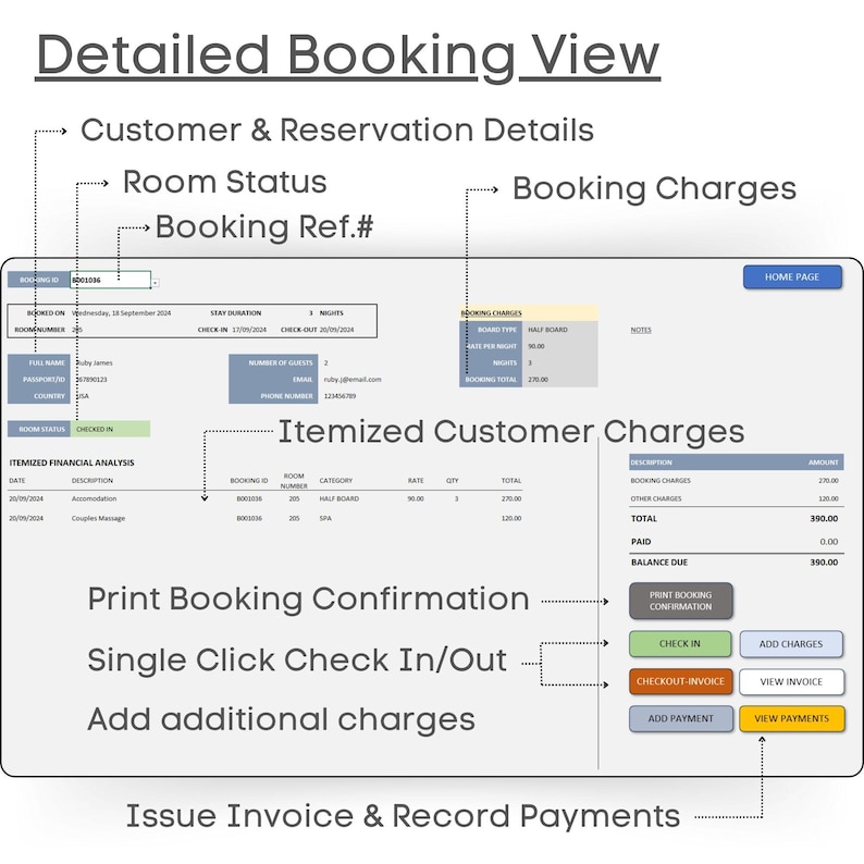 Hotel Management Excel Tool, Complete Solution for Reservations ...