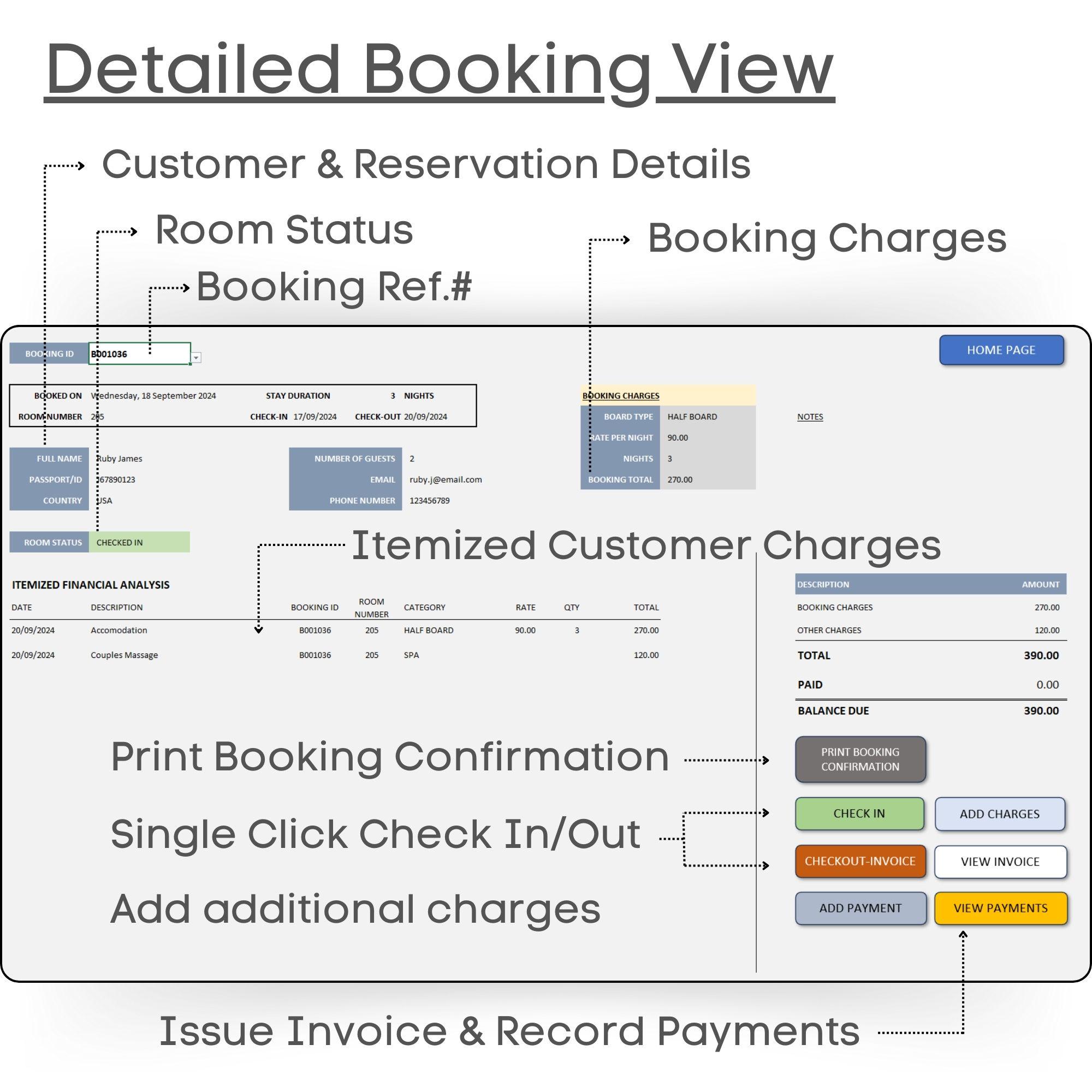 Hotel Management Excel Tool, Complete Solution for Reservations ...