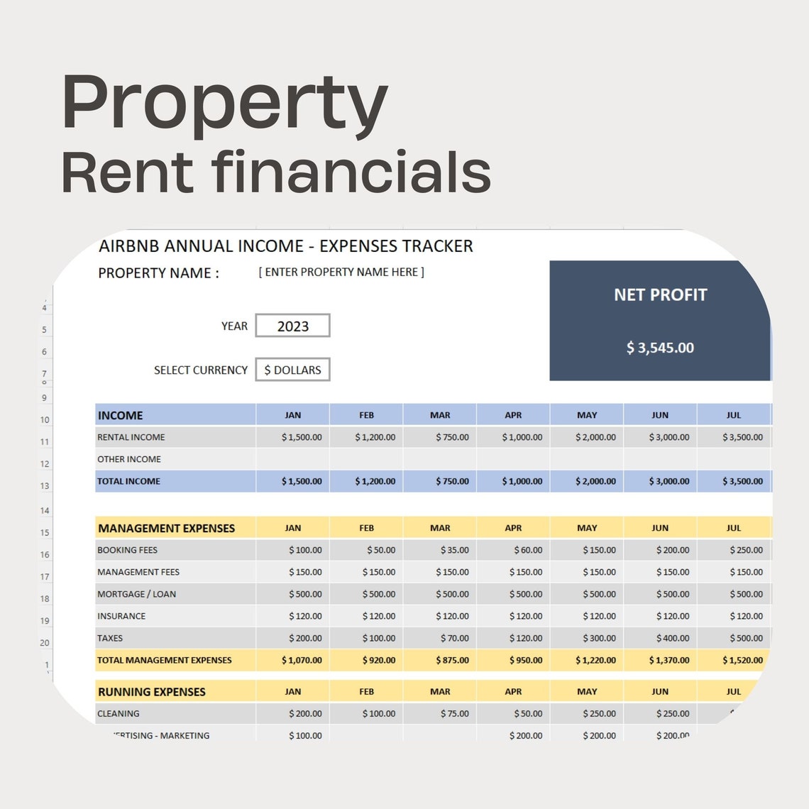 Airbnb Income Expenses Tracker, Excel Spreadsheet Template, Rental ...