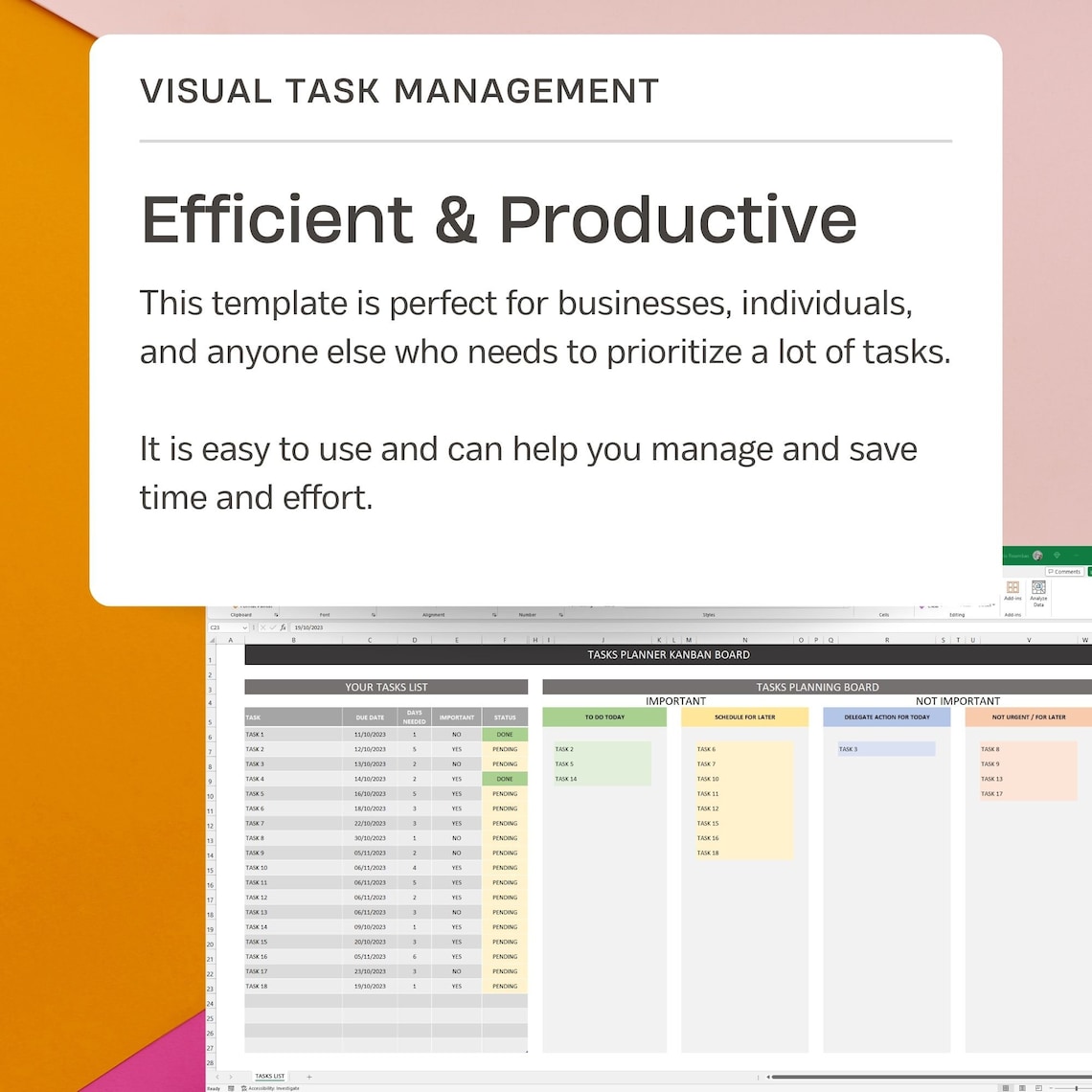 Task Planner Kanban Board Matrix Excel Template, Priority Task Tracker ...