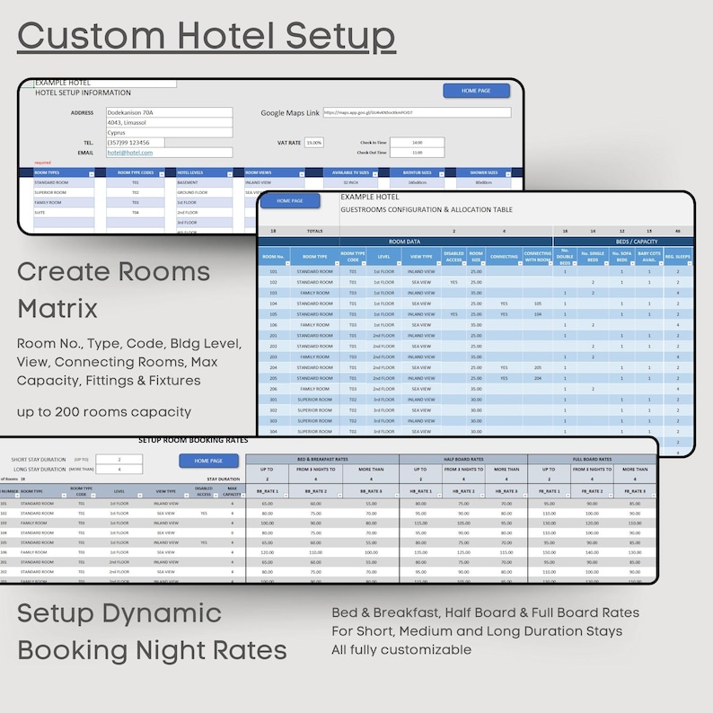 Hotel Management Excel Tool, Complete Solution for Reservations ...