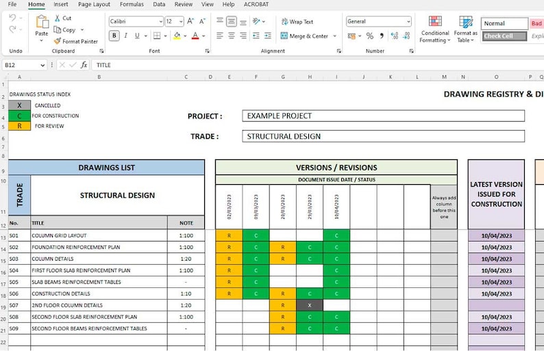 Drawing Registry Management and Distribution List Excel Template ...