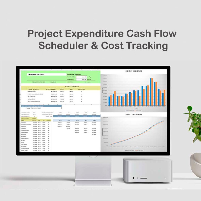 Project Expenditure Cash Flow Scheduler Cost Tracking Excel Spreadsheet ...
