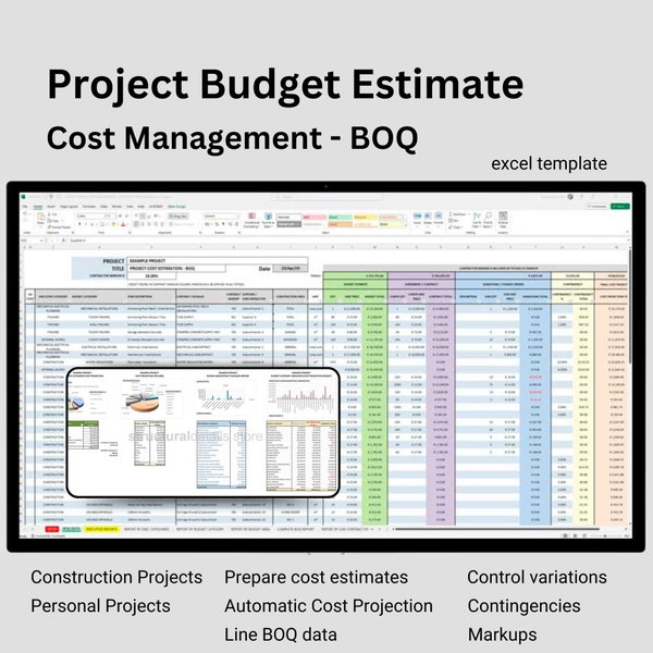 Project Management Cost Spreadsheet Excel - Etsy