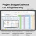 Project Budget Estimate and Cost Management Excel Spreadsheet Template ...