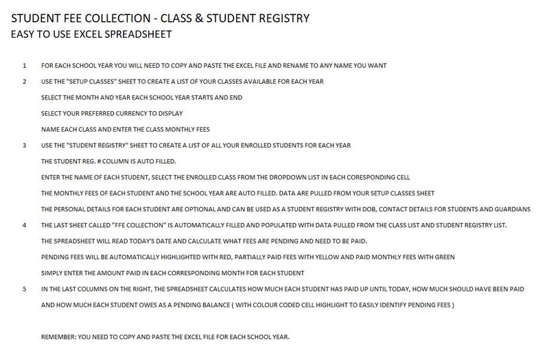Student Fee Collection Tracker and Payment Recorder Excel Tool, School ...