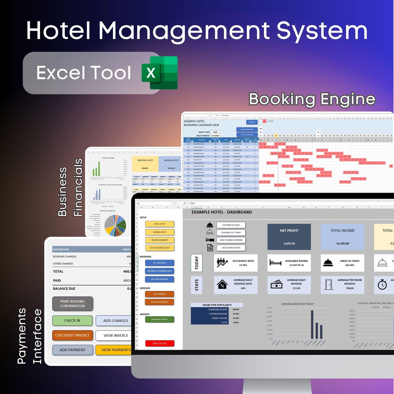 Hotel Management Excel Tool, Complete Solution for Reservations ...