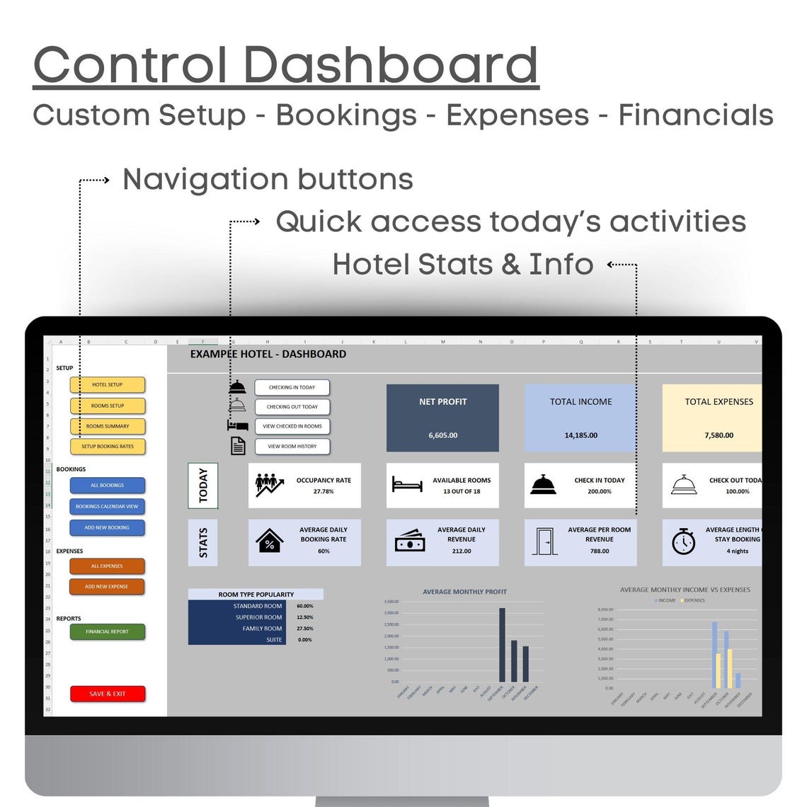 Hotel Management Excel Tool, Complete Solution for Reservations ...