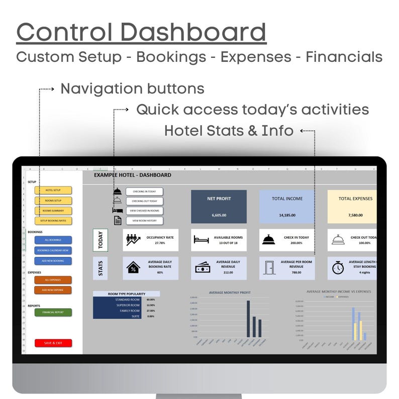 Hotel Management Excel Tool, Complete Solution for Reservations ...