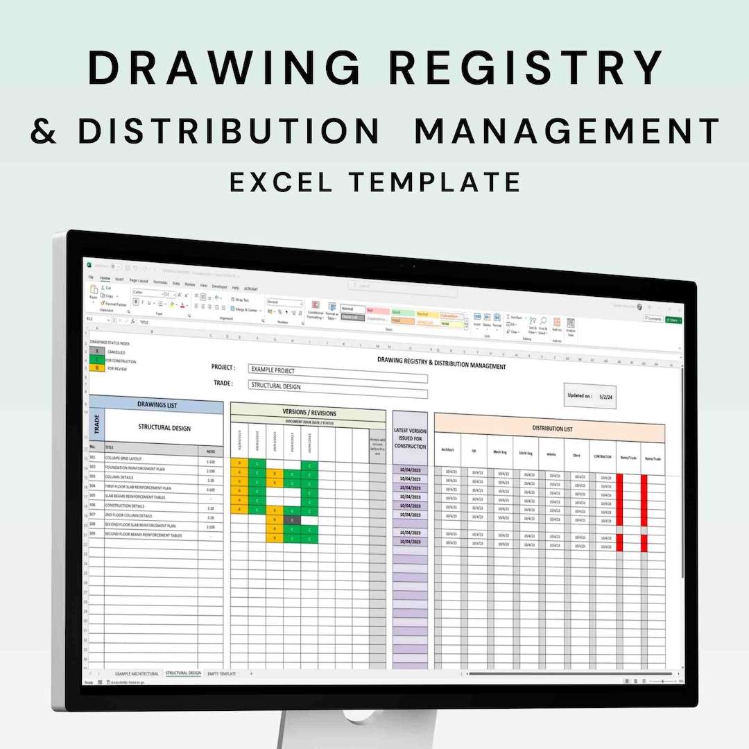 Drawing Registry Management and Distribution List Excel Template ...