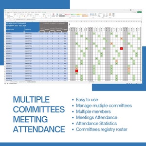 Manage Multiple Committees Meetings Attendance, Excel Spreadsheet ...