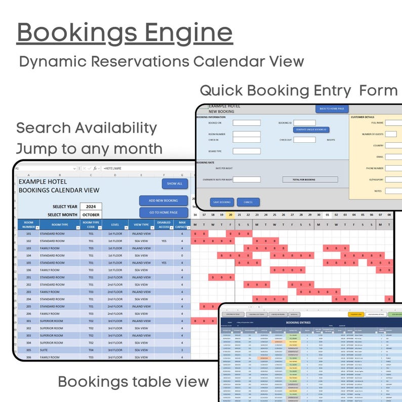 Hotel Management Excel Tool, Complete Solution for Reservations ...